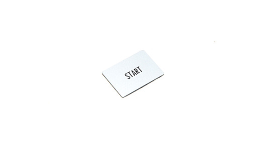 Legend plate, silver, 36,8x28mm rectangular, "START"