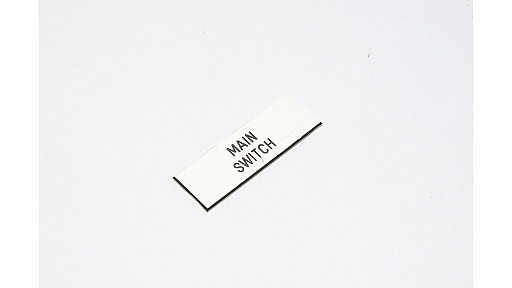 Legend plate, white, 60,5x20mm rectangular, "MAIN SWITCH"