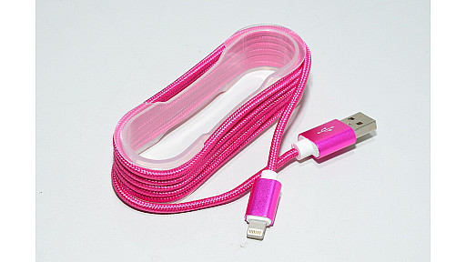 1,5m dark pink USB cable with nylon braid and USB type A male - Apple ...