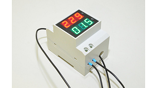 DIN rail mounted digital combined voltage and current meter D52-2042 ...