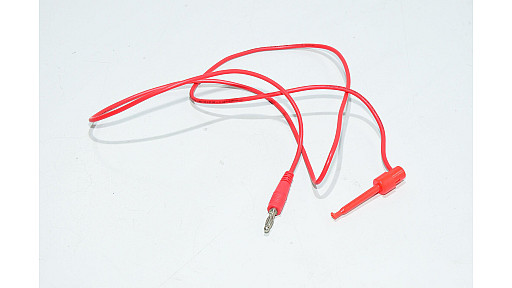 4mm banana plug - small spring loaded test hook, red, 1m, non-insulated ...