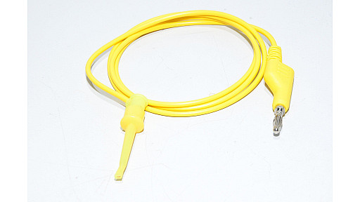 4mm banana plug, stackable - small spring loaded test hook, yellow, 1m ...