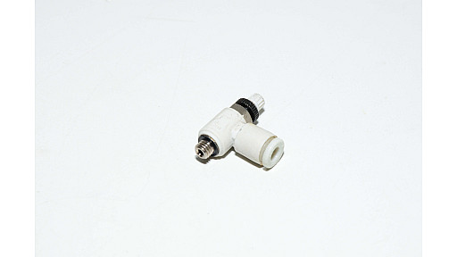 SMC AS1211F-M5-04 elbow type meter-in speed controller with M5x0.8 threaded port and 4mm quick ...