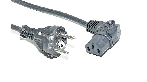Power cable, CEE 7/7 straigth male (Schuko), C13 angled female, black