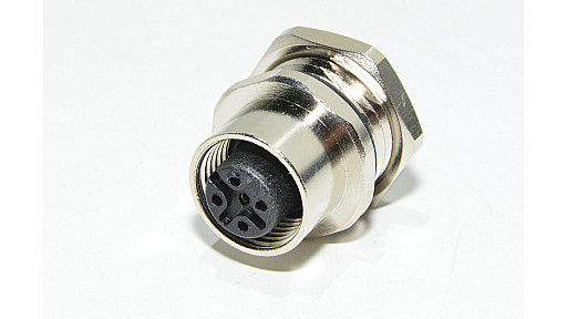 M12 panel mount A-coded 5-pin female front mounting metal sensor ...