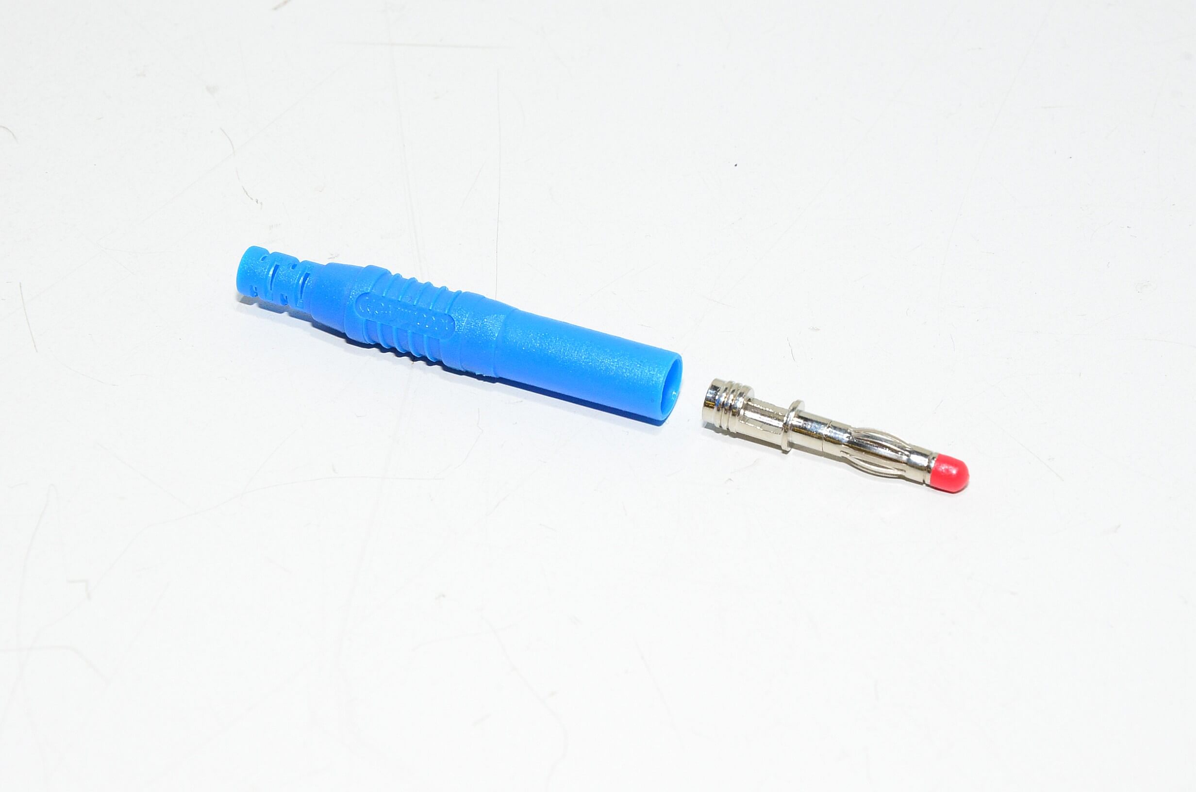 4mm blue male safety banana plug, straight, solder type, non stackable ...