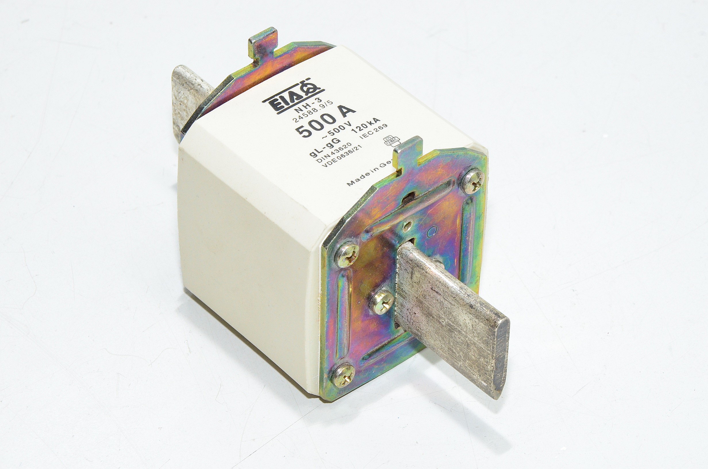 500A 500VAC gL/gG >120kA NH-3 knife-blade type fuse link