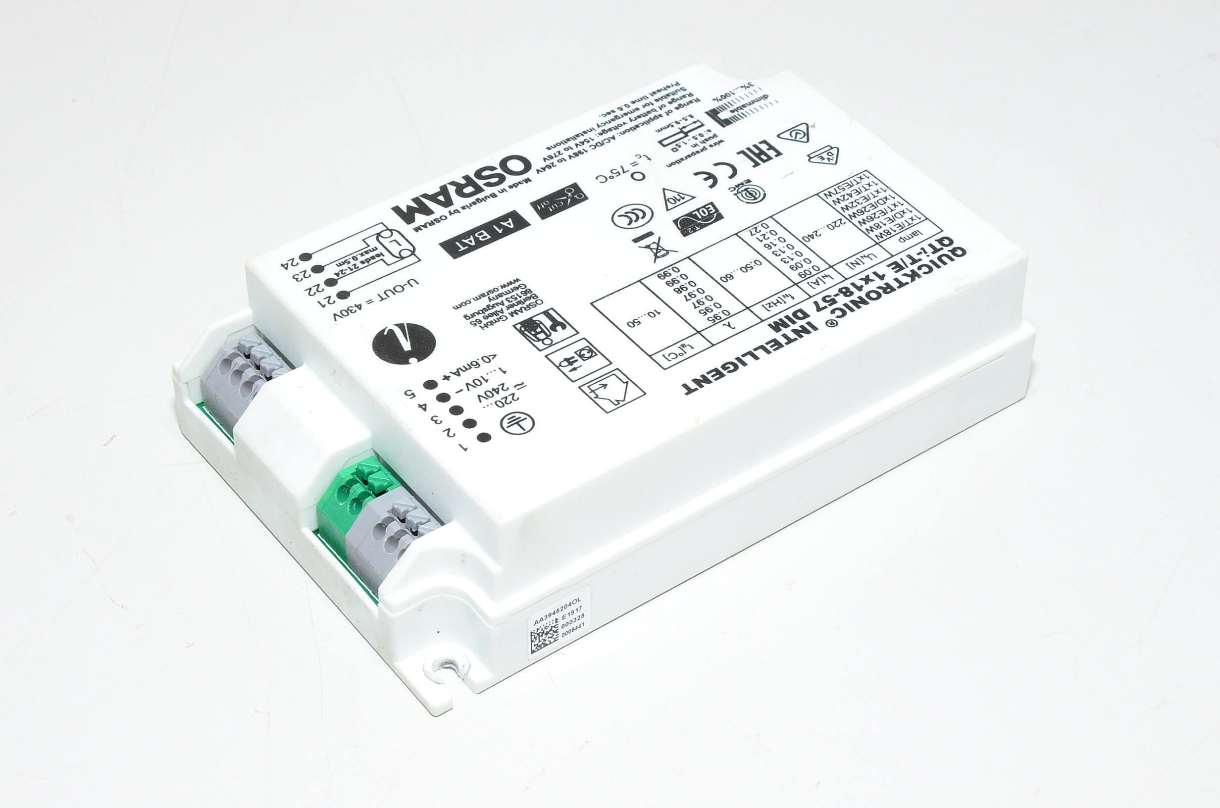Osram Quictronic Intelligent QTi-T/E 1x18-57 DIM 1-10V dimmable ballast ...