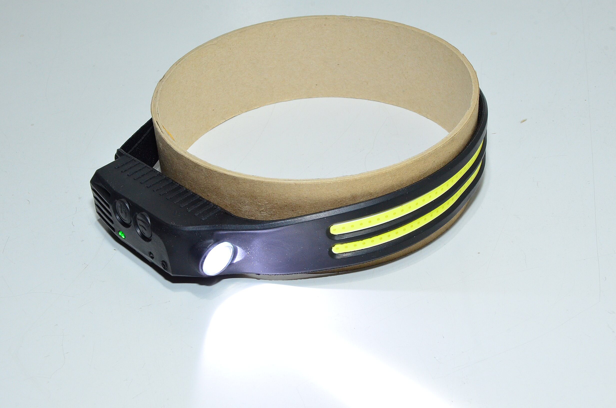 Headlamp with 2x COB LED strip, high beam and built-in USB-C chargeable ...