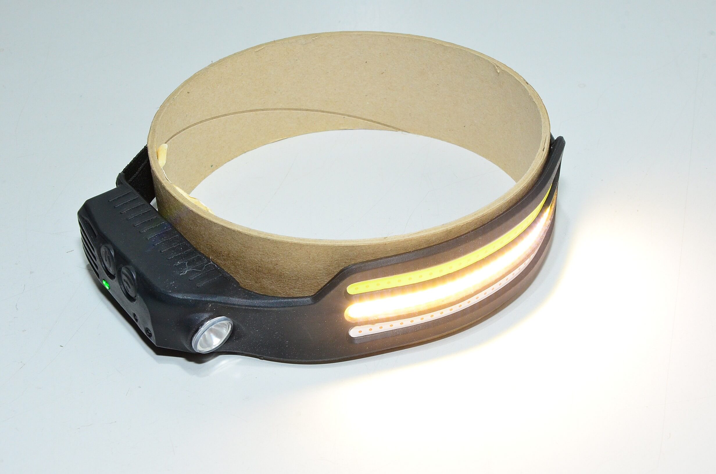 Headlamp with 3x COB LED strip, high beam and built-in USB-C chargeable ...