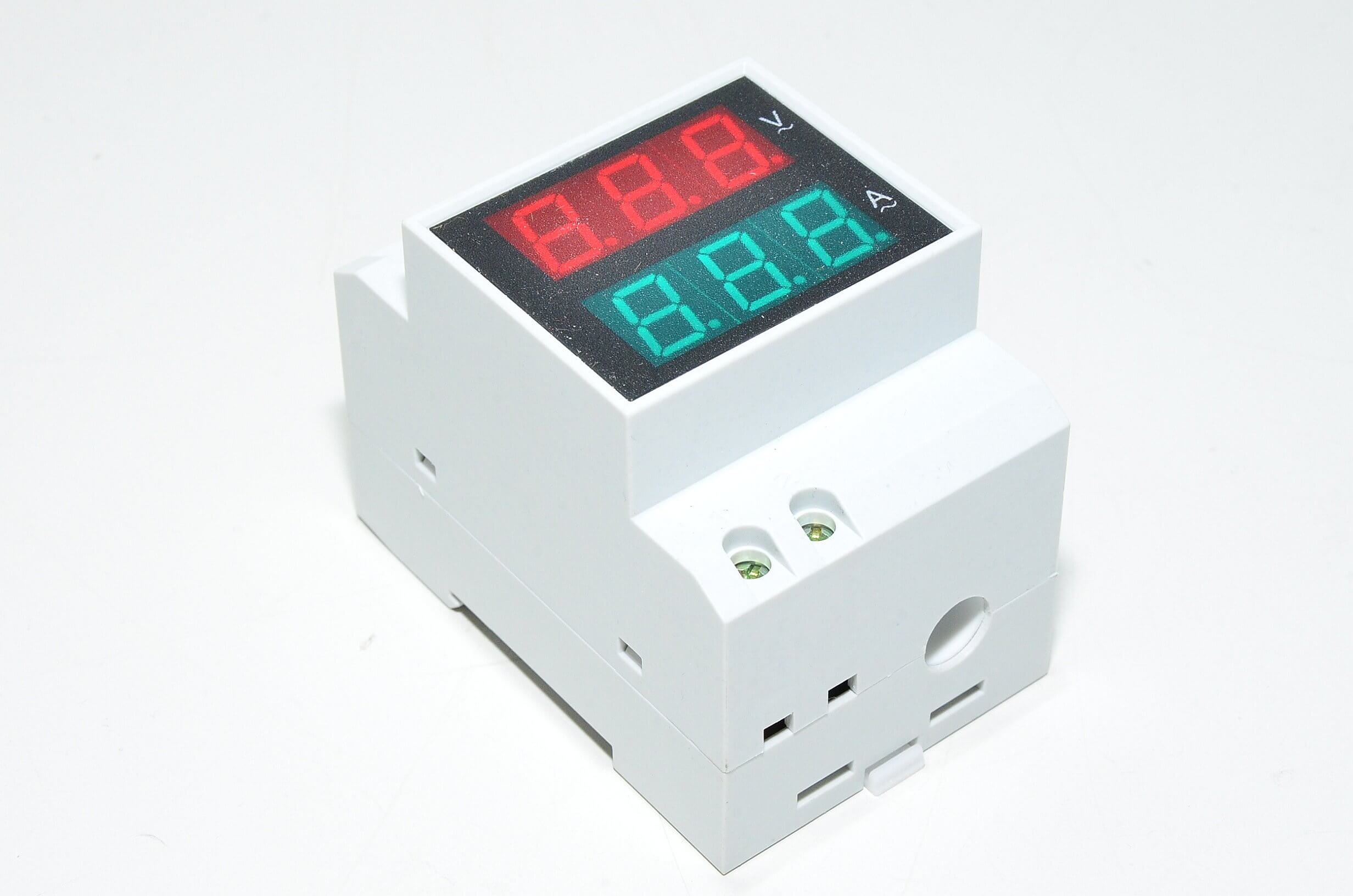 DIN rail mounted digital combined voltage and current meter D52-2042 ...