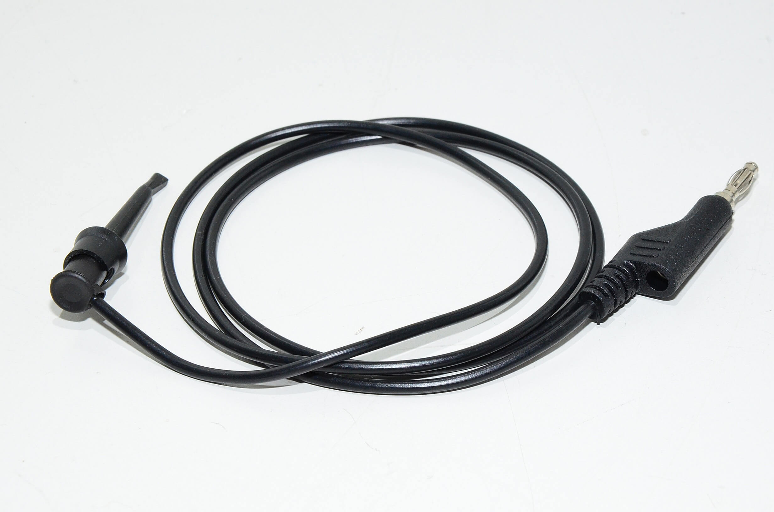 4mm banana plug, stackable - small spring loaded test hook, black, 1m ...