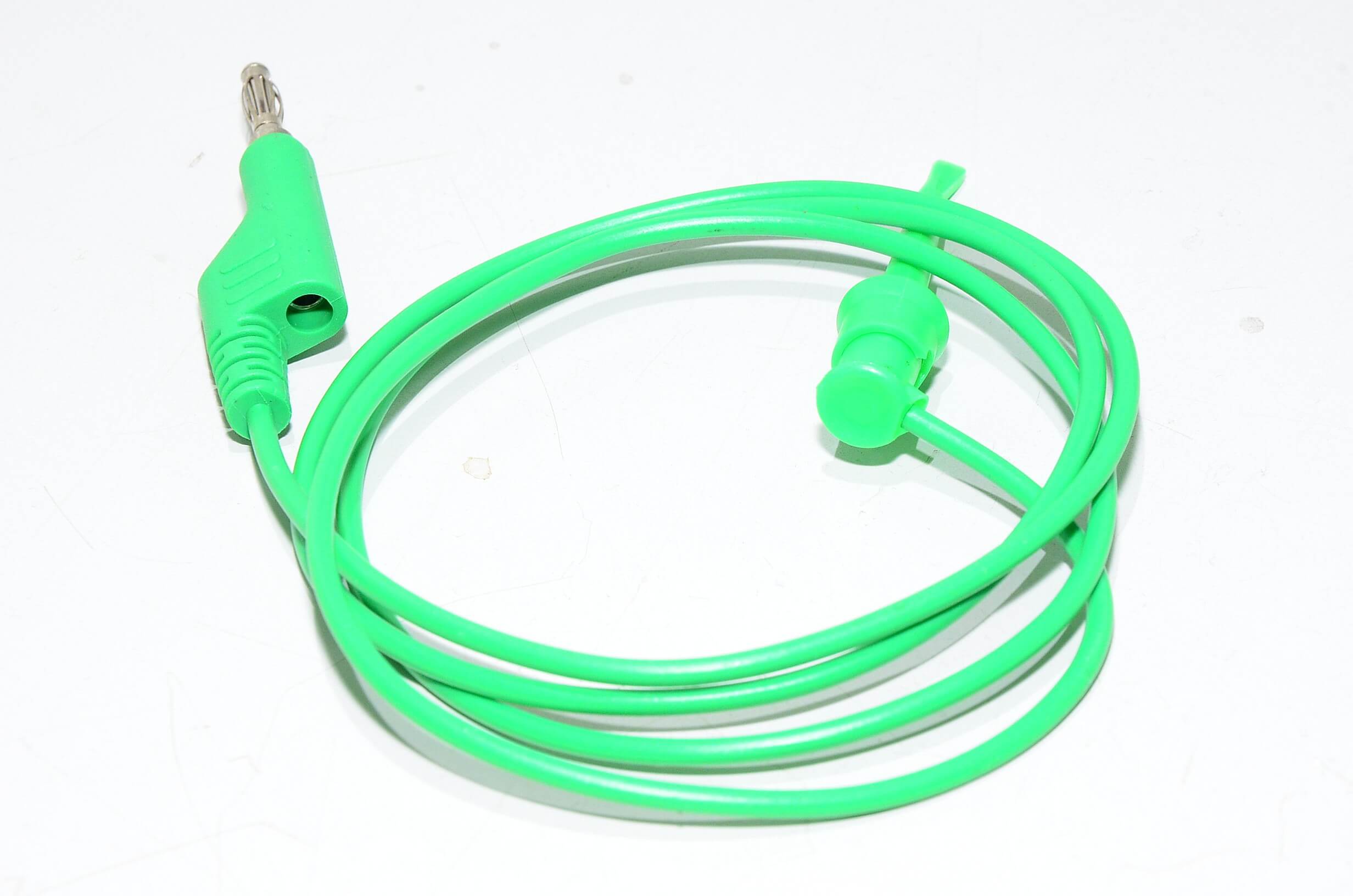 4mm banana plug, stackable - small spring loaded test hook, green, 1m ...