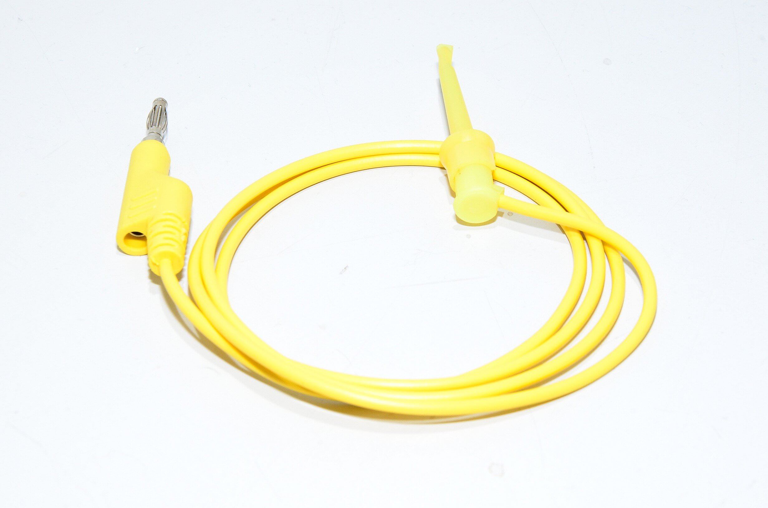 4mm banana plug, stackable - small spring loaded test hook, yellow, 1m ...