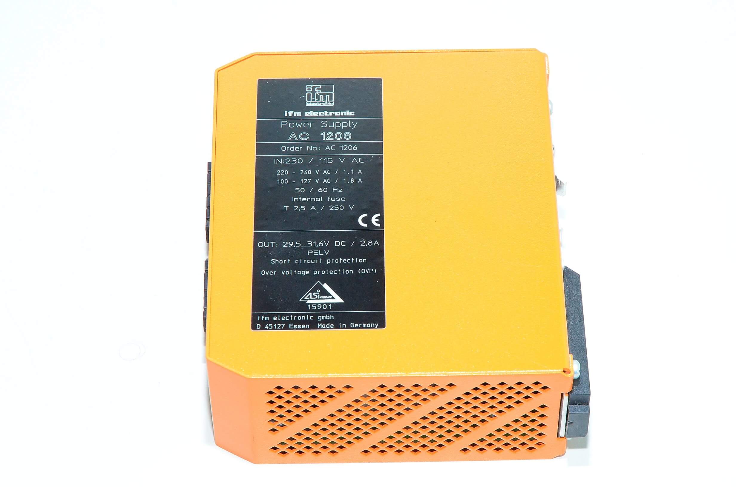 29,5-31,6VDC 2,8A 88W output, 115VAC or 230VAC input IFM AC1206 AS-i ...