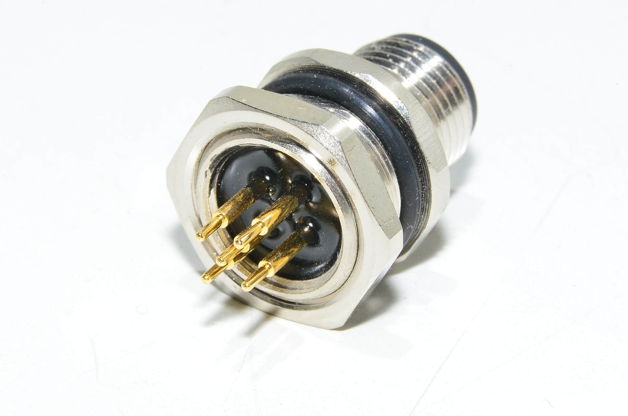 M12 panel mount A-coded 5-pin male front mounting metal sensor ...