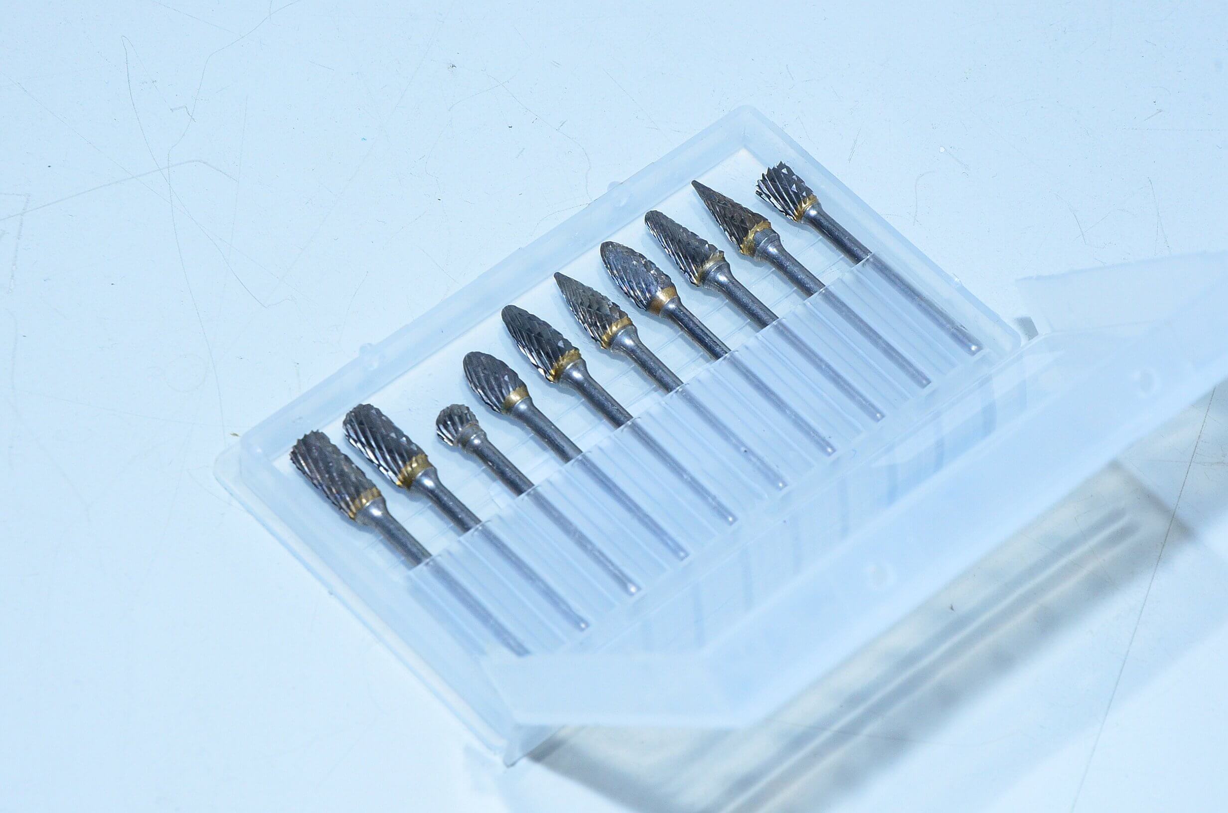 10x tungsten carbide rotary file set with 30x3mm shaft *new*