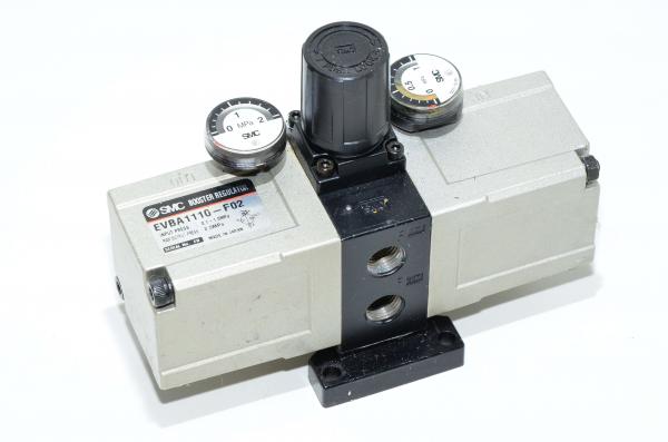 SMC EVBA1110-F02G booster regulator with 2x G27-20-R1 pressure gauges
