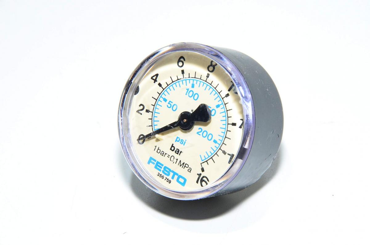 Festo MA-50-16-1/4-U 356759 50mm pressure gauge with G1/4 connector 0 ...
