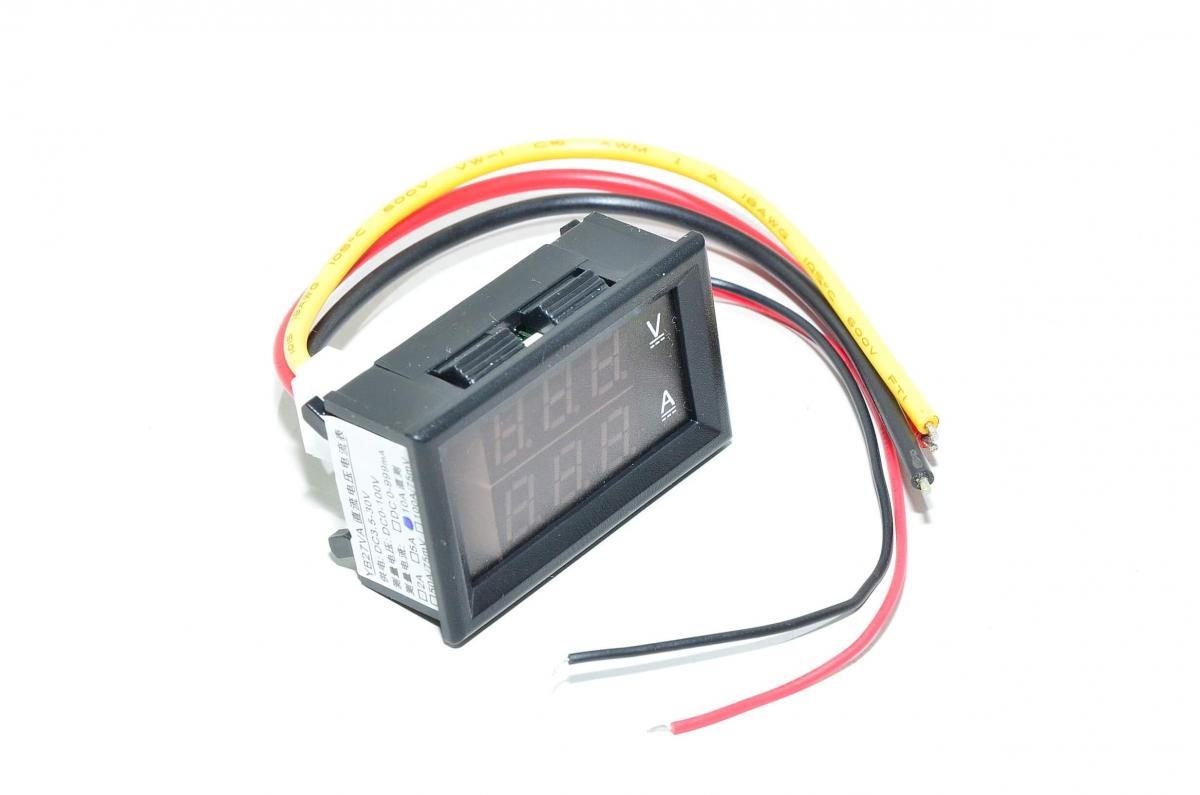 Panel mounted digital combined voltage and current meter YB27VA with 3 ...