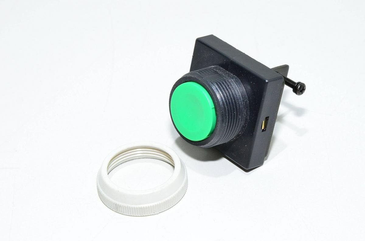 SMC VM-33CB operator head, green flush pushbutton with mounting ring ...