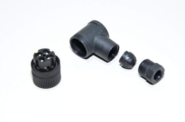 M12 angled A-coded unshielded 4-pin sensor connector, female, plastic ...
