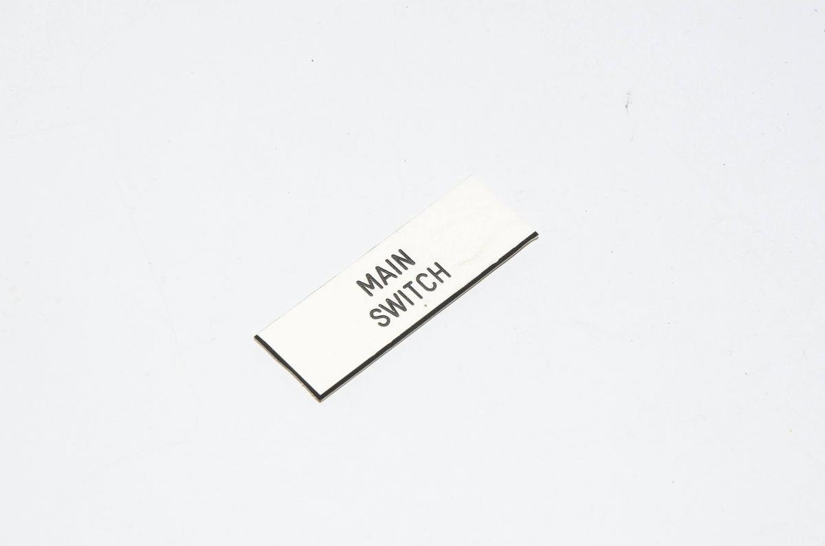 Legend plate, white, 60,5x20mm rectangular, "MAIN SWITCH"