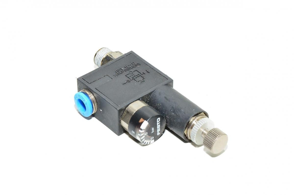 Festo LRMA-1/8-QS-6 pieni paineilmaregulaattori painemittarilla