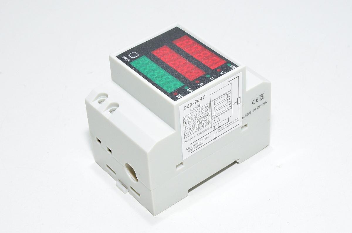 DIN rail multi-function digital meter D52-2047, 80-300VAC, cos φ, kWh ...