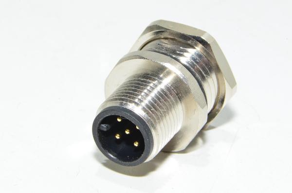 M12 panel mount A-coded 5-pin male front mounting metal sensor ...