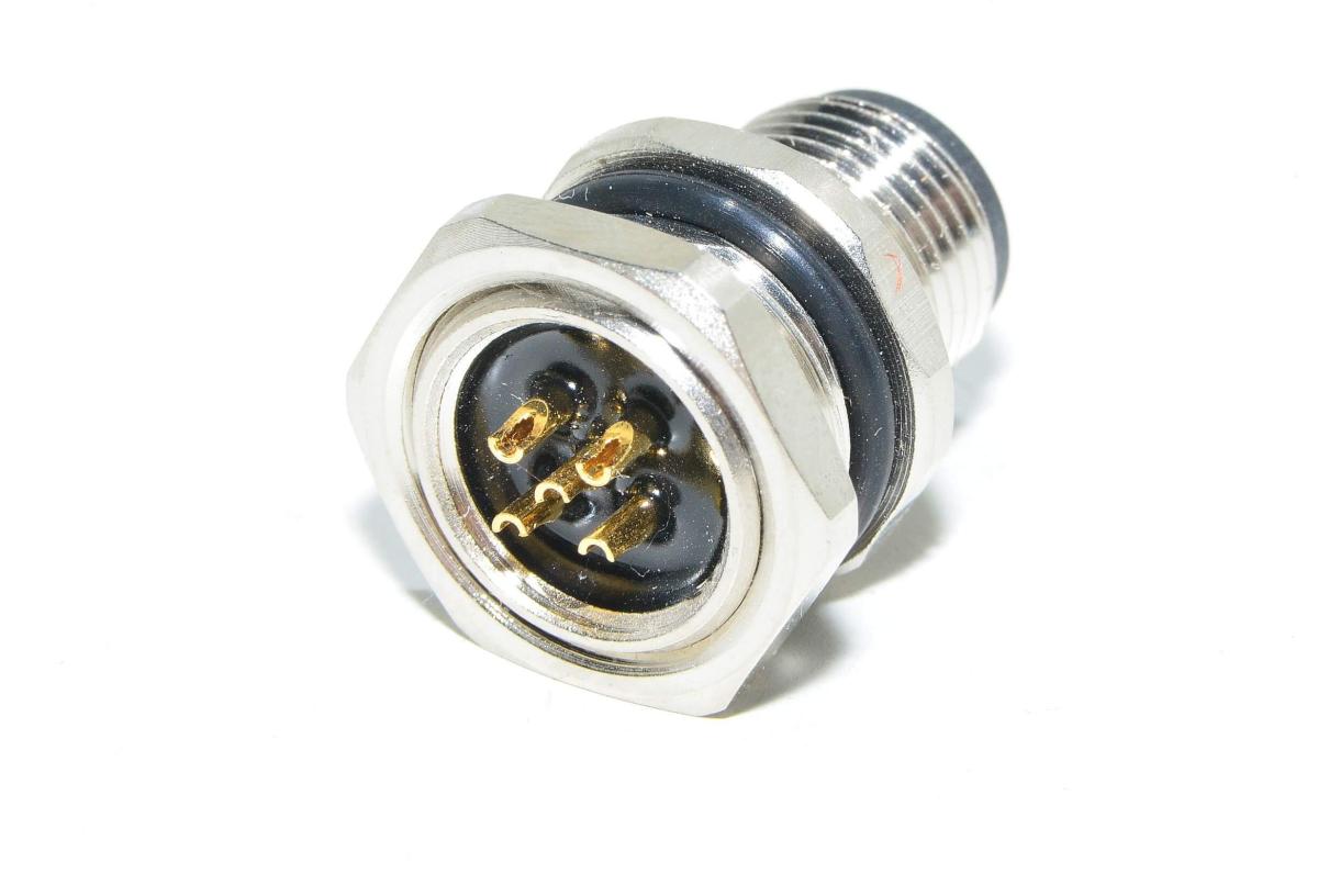 M12 panel mount A-coded 5-pin male front mounting metal sensor ...