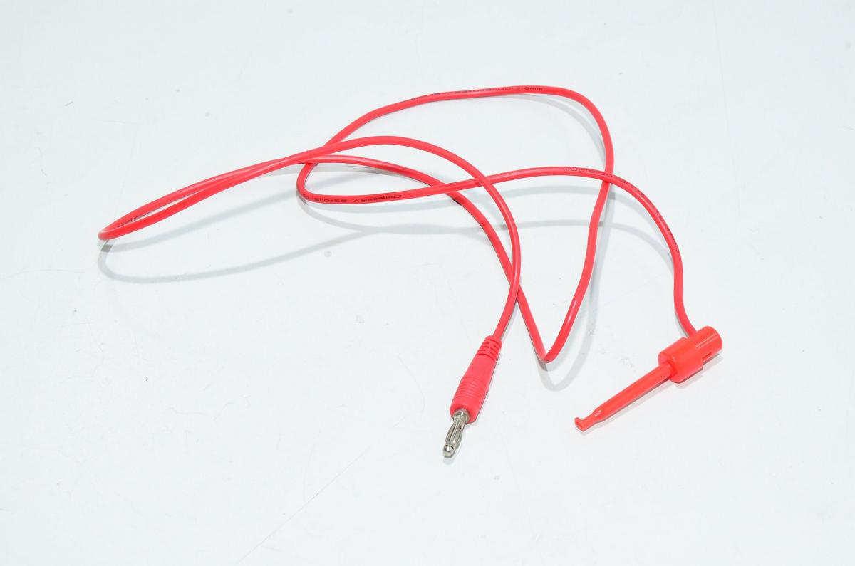 4mm banana plug - small spring loaded test hook, red, 1m, non-insulated ...